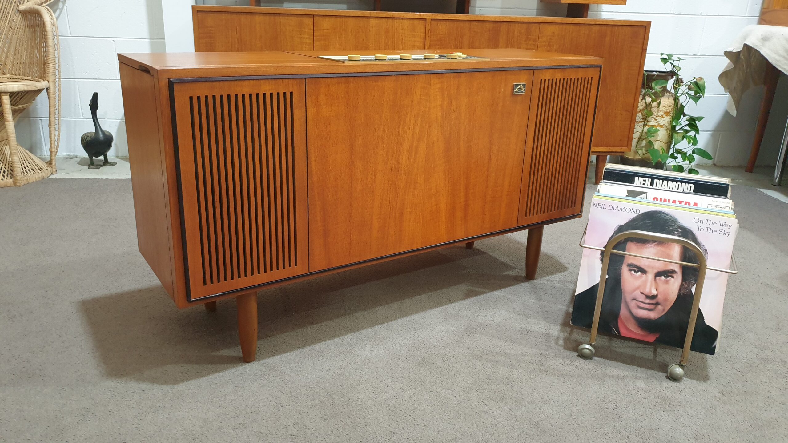 Retro Radiogram HMV Studio 7 and LPs Records - Hilton and Main