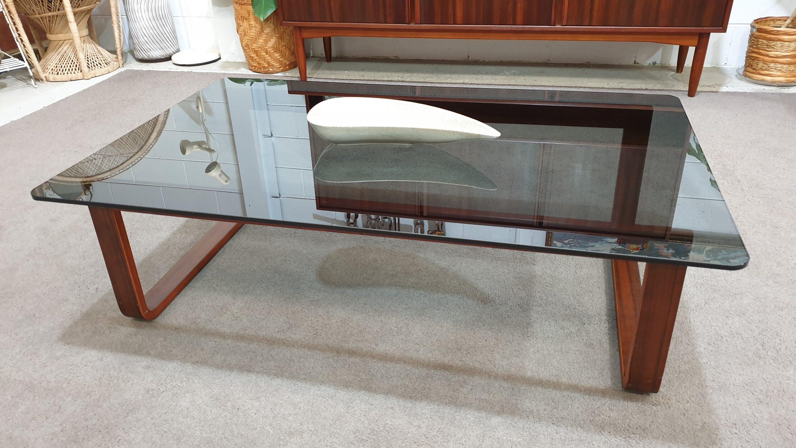 Retro TESSA Bentwood Glass Coffee Table - Hilton and Main