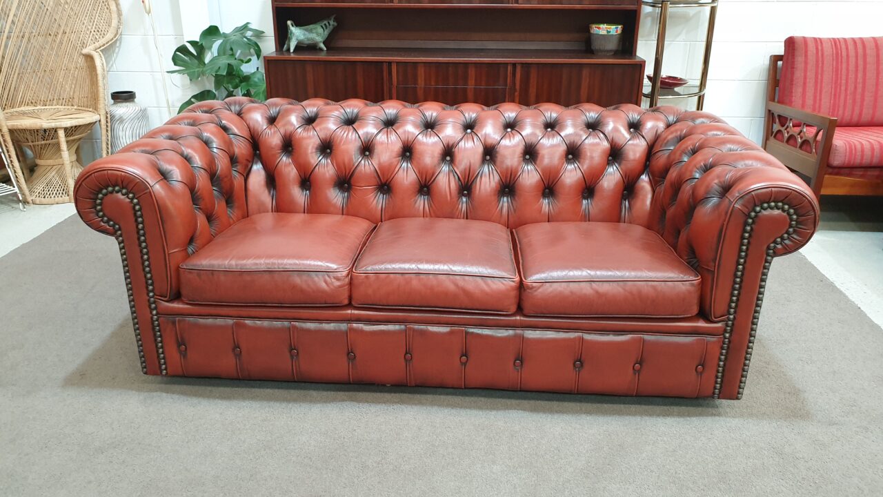 Vintage Leather Chesterfield Sofa Lounge Couch MORAN - Hilton and Main